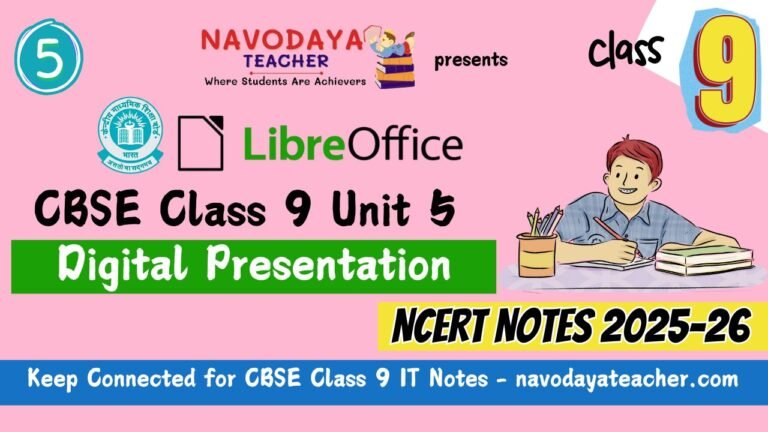 CBSE Class 9 IT Unit 5 NCERT Solutions Notes 2025-26 - Navodaya Teacher