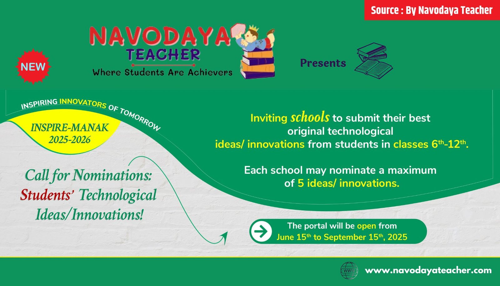 Inspire Award Manak Scheme 2025-26 Online Registration Starts