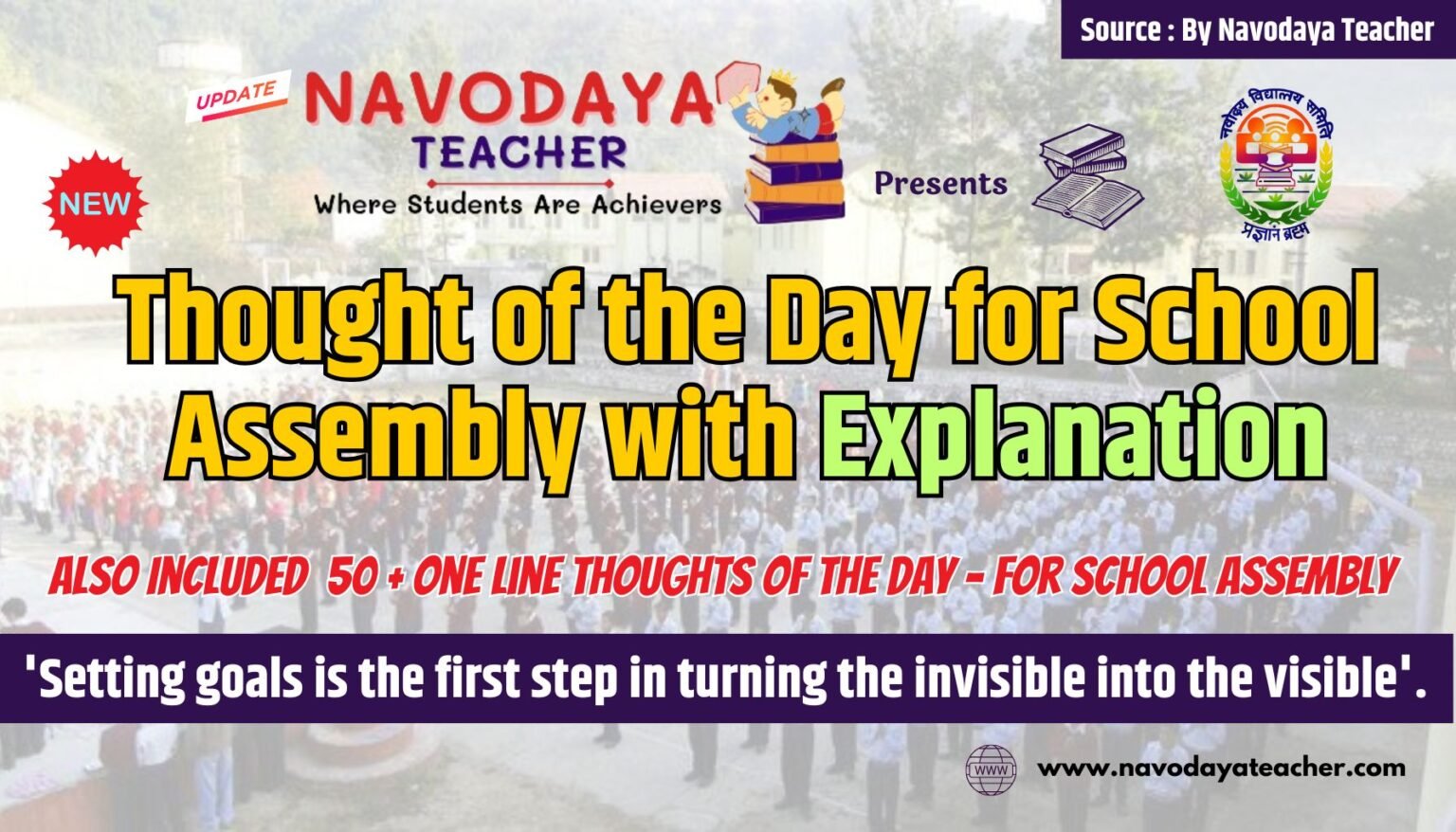 Thought of the Day for School Assembly with Explanation