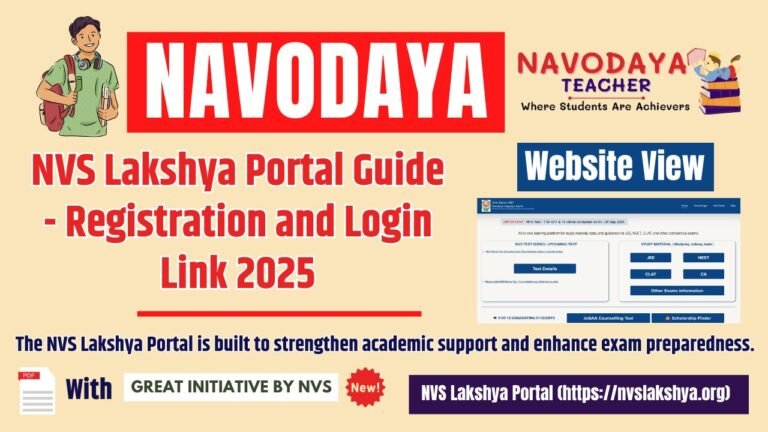 NVS Lakshya Portal Guide - Registration and Login Link 2025